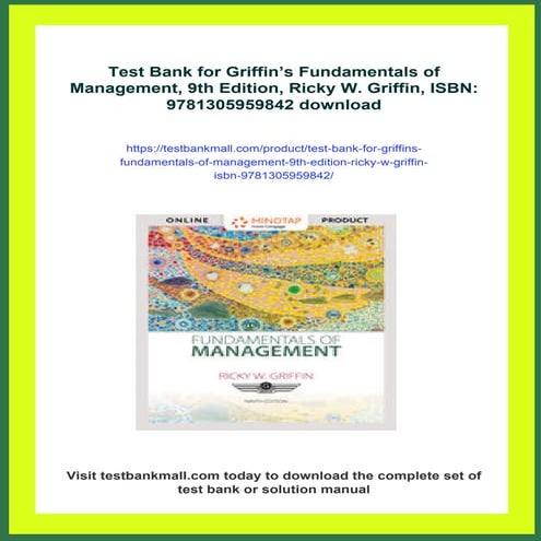 Test Bank for Griffin’s Fundamentals of Management, 9th Edition, Ricky ...