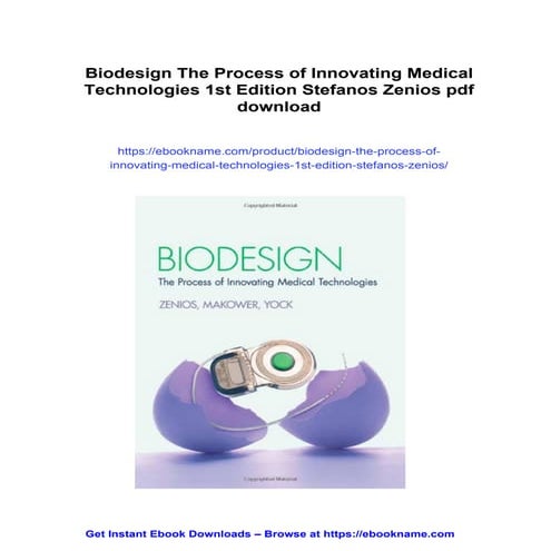 Biodesign The Process of Innovating Medical Technologies 1st Edition ...