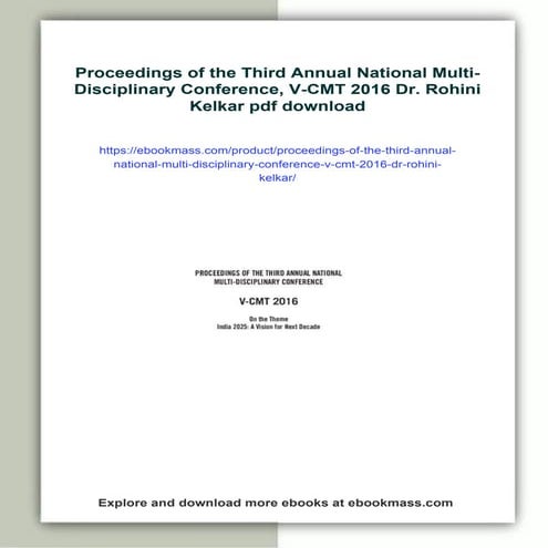 Proceedings of the Third Annual National Multi-Disciplinary Conference, V-CMT 2016 Dr. Rohini ...