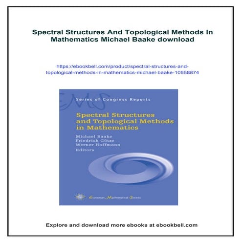 Spectral Structures And Topological Methods In Mathematics Michael Baake | PDF