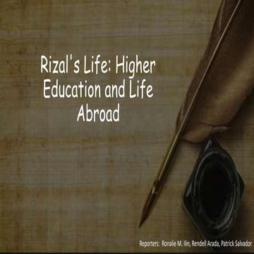 Rizal's Life Higher Education & Life Abroad | PDF