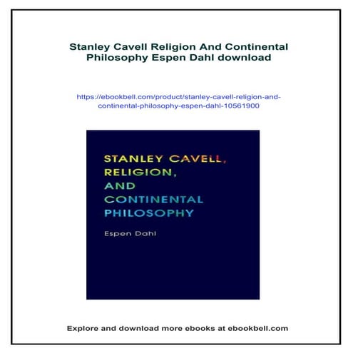 Stanley Cavell Religion And Continental Philosophy Espen Dahl | PDF