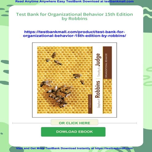 Test Bank for Organizational Behavior 15th Edition by Robbins | PDF