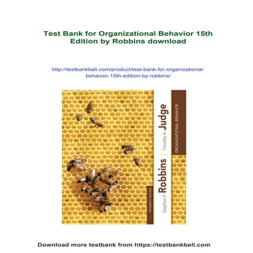 Test Bank for Organizational Behavior 15th Edition by Robbins | PDF