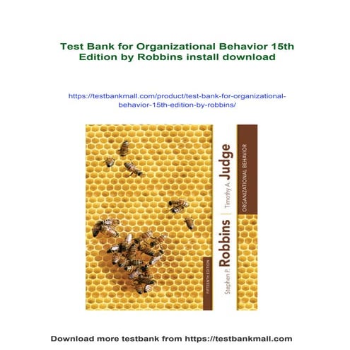 Test Bank for Organizational Behavior 15th Edition by Robbins | PDF