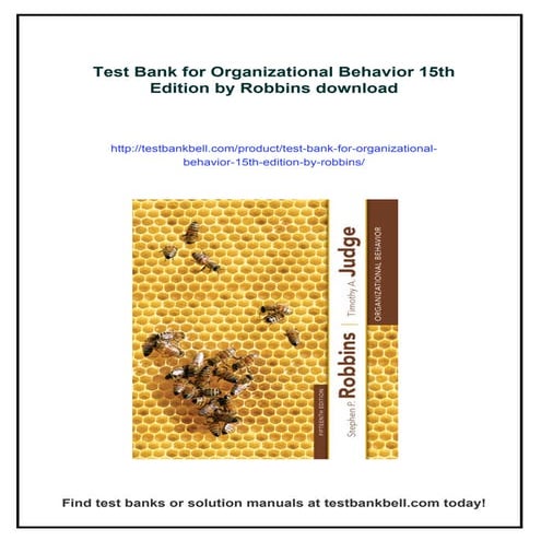Test Bank for Organizational Behavior 15th Edition by Robbins | PDF