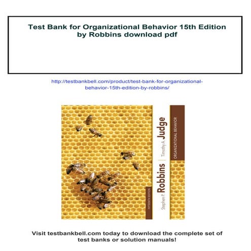 Test Bank for Organizational Behavior 15th Edition by Robbins | PDF