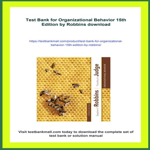 Test Bank for Organizational Behavior 15th Edition by Robbins | PDF
