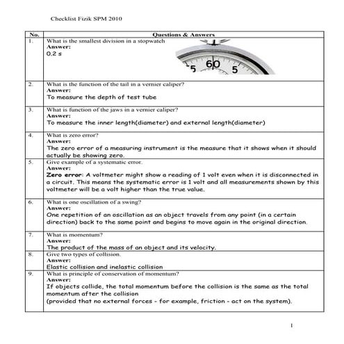 52838730 checklist-fizik-spm-2010 | PDF | Science