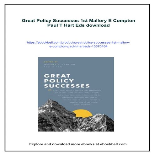 Great Policy Successes 1st Mallory E Compton Paul T Hart Eds | PDF