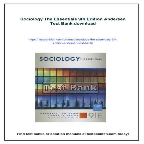 Sociology The Essentials 9th Edition Andersen Test Bank | PDF