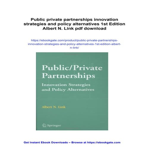 Public private partnerships innovation strategies and policy ...