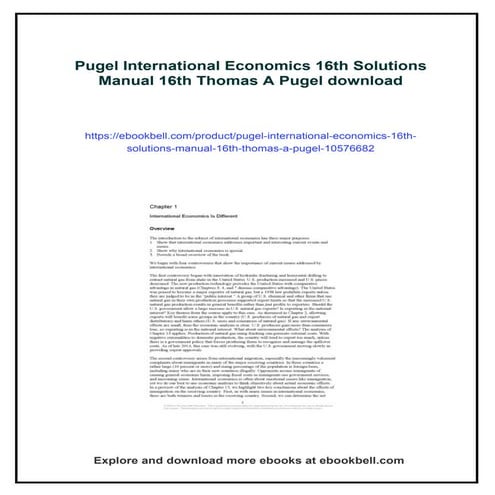 Pugel International Economics 16th Solutions Manual 16th Thomas A Pugel ...