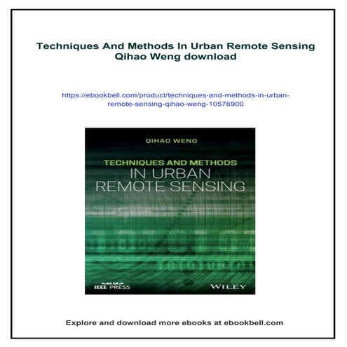 Techniques And Methods In Urban Remote Sensing Qihao Weng | PDF