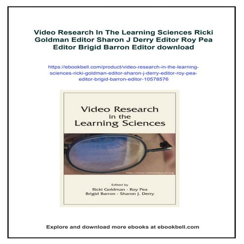 Video Research In The Learning Sciences Ricki Goldman Editor Sharon J ...