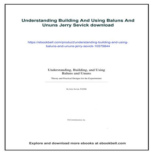 Understanding Building And Using Baluns And Ununs Jerry Sevick | PDF