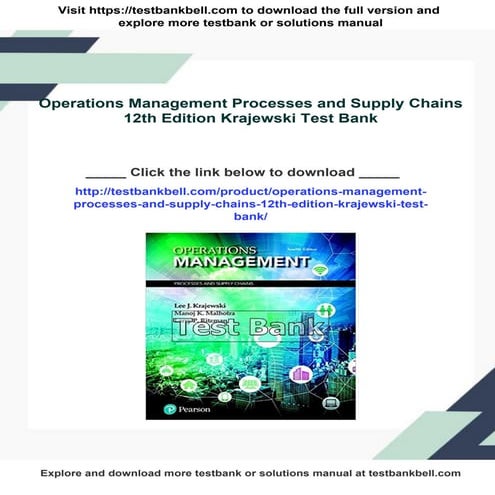 Operations Management Processes and Supply Chains 12th Edition ...