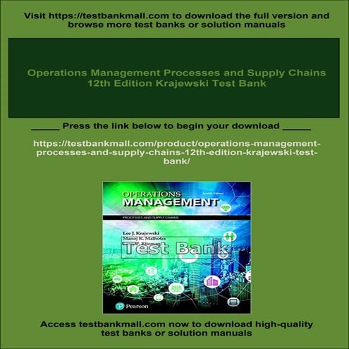 Operations Management Processes and Supply Chains 12th Edition ...
