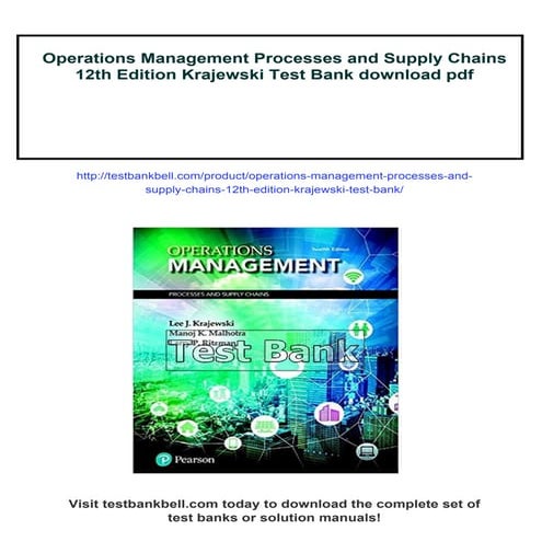 Operations Management Processes and Supply Chains 12th Edition ...