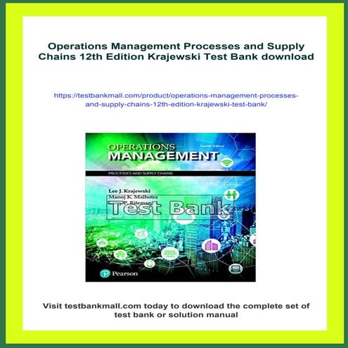 Operations Management Processes and Supply Chains 12th Edition ...