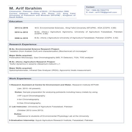 CV | PDF | Agriculture | Industries
