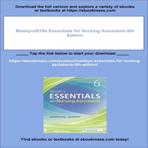 Mosbyu2019s Essentials for Nursing Assistants 6th Edition | PDF