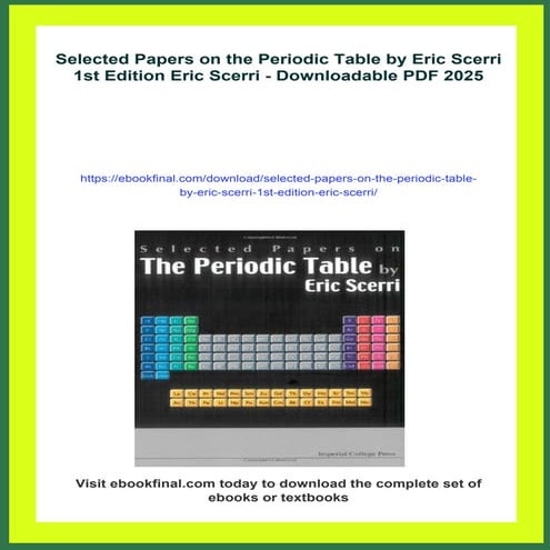 Selected Papers on the Periodic Table by Eric Scerri 1st Edition Eric ...
