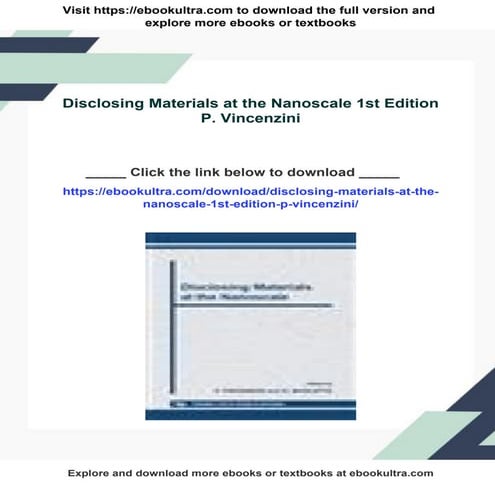 Disclosing Materials at the Nanoscale 1st Edition P. Vincenzini | PDF