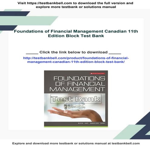 Foundations of Financial Management Canadian 11th Edition Block Test ...