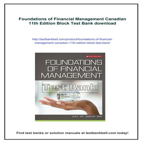 Foundations of Financial Management Canadian 11th Edition Block Test ...