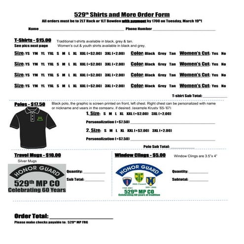 Clothing Order Form2 Sheet1 | PDF