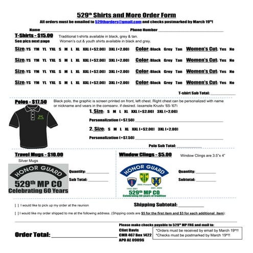 School Spirit Store Order Form | PDF