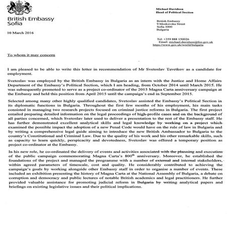 Reference Letter_British Embassy Sofia | PDF