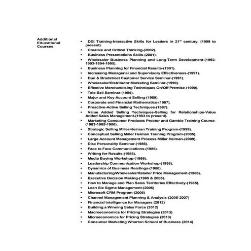 Additional Educational Courses | PDF