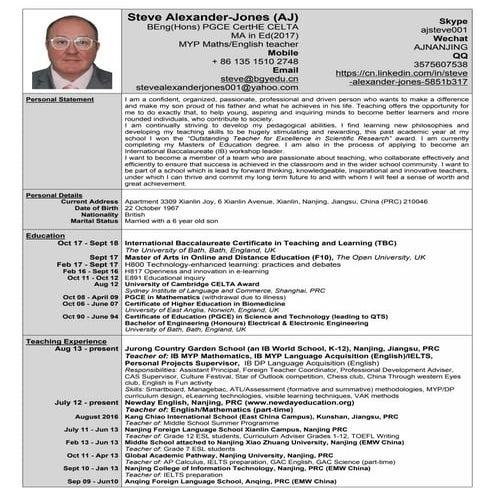 SAJ CV JANUARY 2017 | PDF