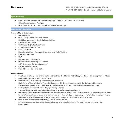 Don Ward Beaker Resume | PDF