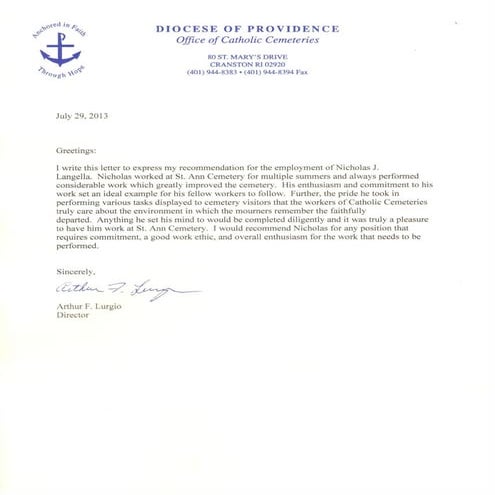 N. langella recomm letter | PDF