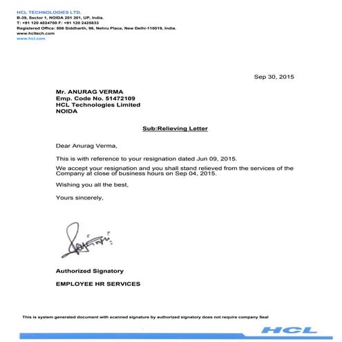 RelievingLetter | PDF | Human Resources | Business