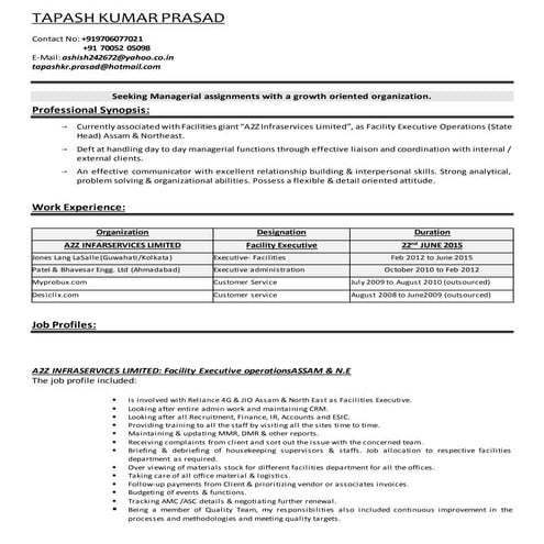 CV Tapas K Prasad | DOCX