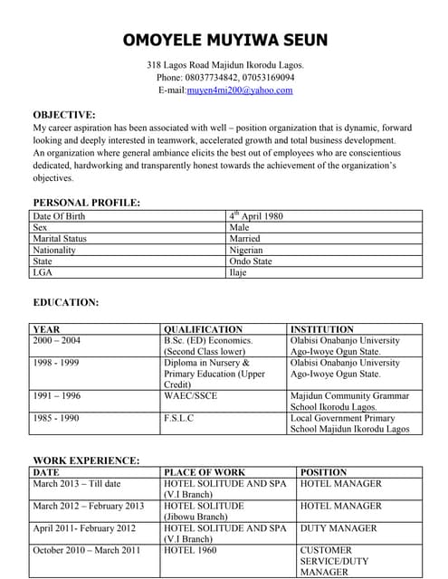 My Resume | DOCX | Education