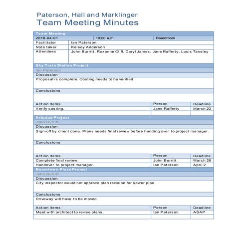 Team Meeting Minutes 2016-04-01 | PDF