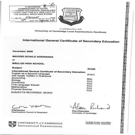 Form 5 Certificate | PDF