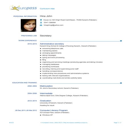 Final C.V Hina John (1) | PDF