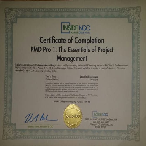 3 - InsideNGO Certificate PMD Pro 1 | PDF