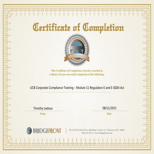 UCB Corporate Compliance Training - Module 11 Regulation E and E-SIGN ...