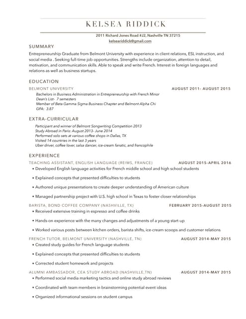 TEFL resume | DOCX | Education