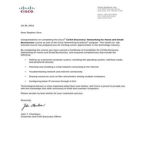 Cisco letter | PDF