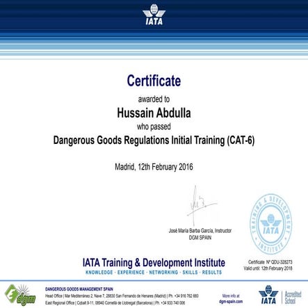 328273 Certificado IATA Hussain Abdulla | PPT