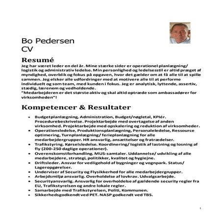 CV Bo Pedersen 13102016 Dansk | DOCX