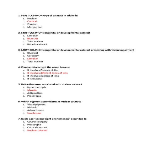 52 Multiple Choice Questions (MCQS) - Cataract and Lens.docx